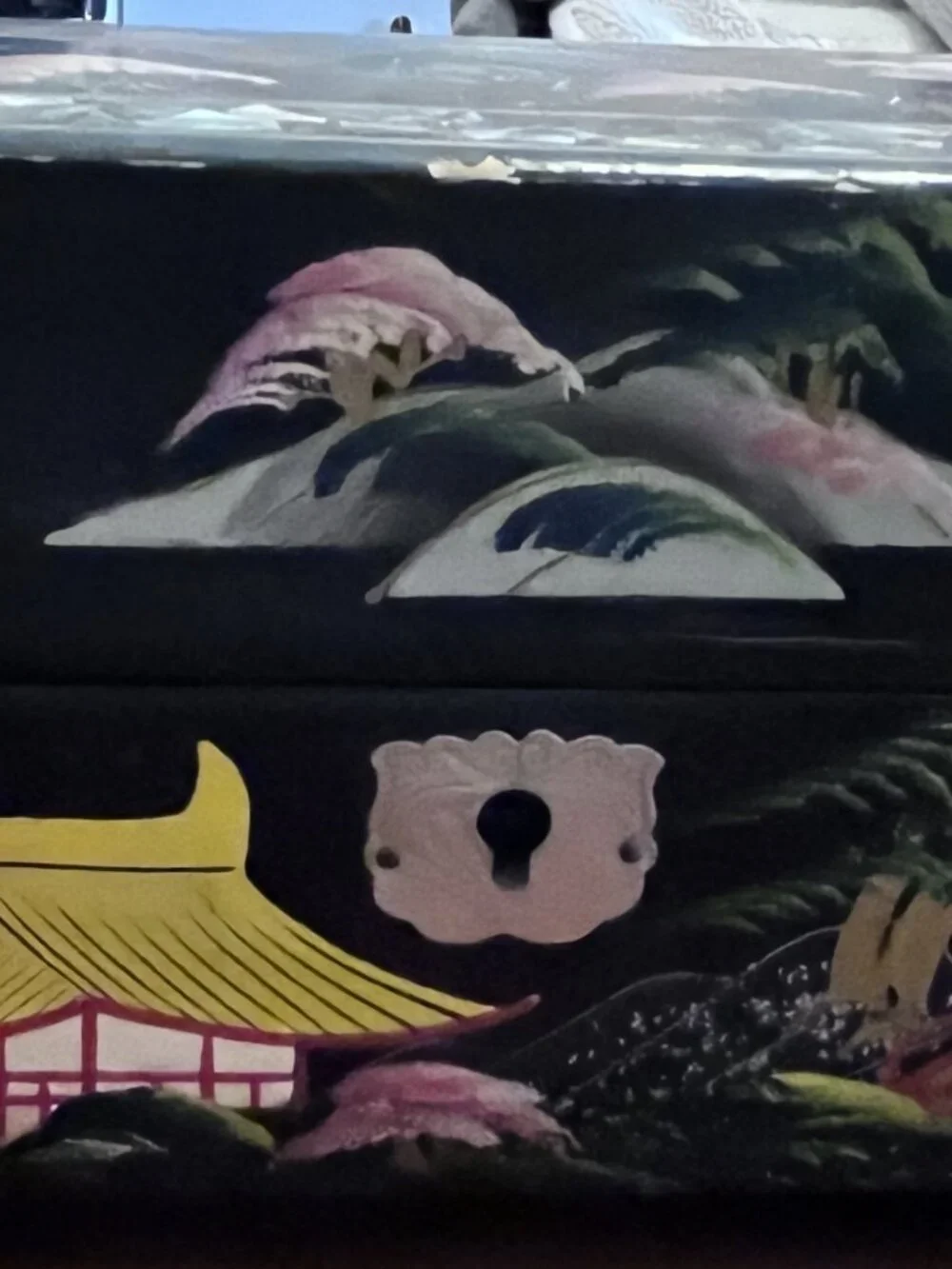 Jewelry | Vintage Japanese Black Lacquer Hand Painted Mother Of Pearl ...